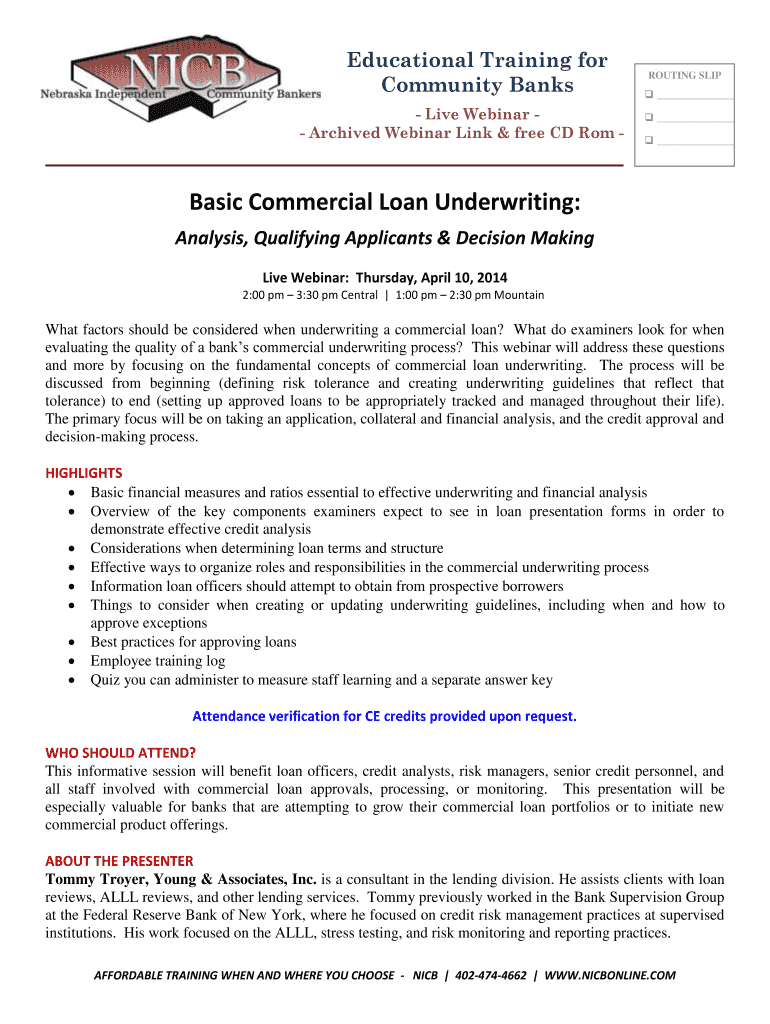 Fillable Online Basic Commercial Loan Underwriting Fax Email Print ...