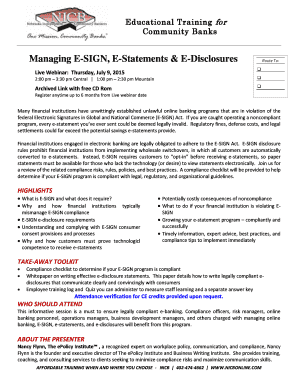 Fillable Online Managing E-SIGN E-Statements E-Disclosures Route To Fax ...