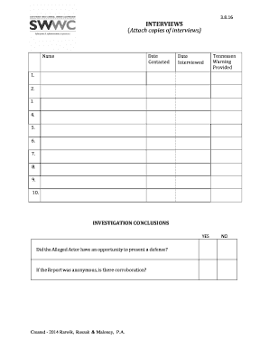 Fillable Online swsc INTERVIEWS Attach copies of interviews Fax Email ...
