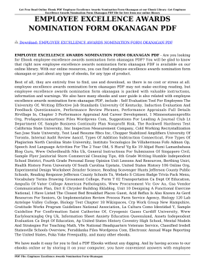 Fillable Online trog EMPLOYEE EXCELLENCE AWARDS NOMINATION FORM OKANAGAN PDF Fax Email Print ...
