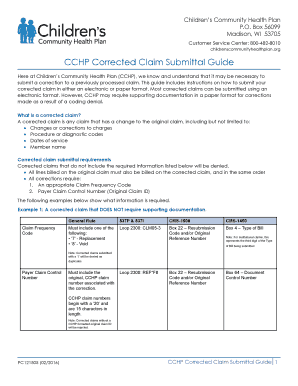 Fillable Online CCHP Corrected Claim Submittal Guide - Childrens ...