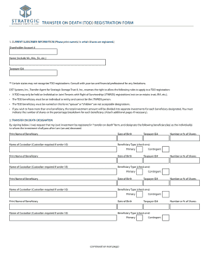 Fillable Online TRANSFER ON DEATH fiTODff REGISTRATION FORM Fax Email ...