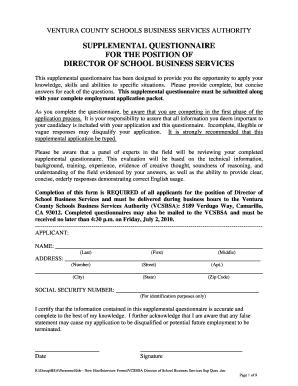 Fillable Online SUPPLEMENTAL QUESTIONNAIRE FOR THE POSITION OF DIRECTOR ...