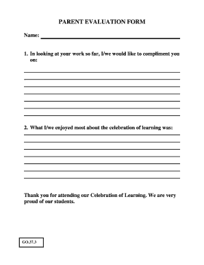 Fillable Online region15 PARENT EVALUATION FORM - Regional School ...