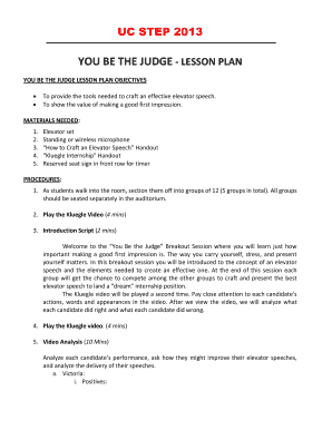 Fillable Online YOU BE THE JUDGE - LESSON PLAN Fax Email Print - pdfFiller