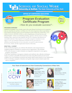 Fillable Online socialwork buffalo Program Evaluation Certificate ...