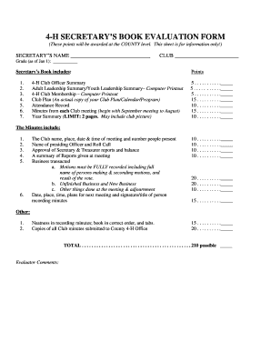 Fillable Online dodge uwex Secretary Evaluation Form - Dodge County ...