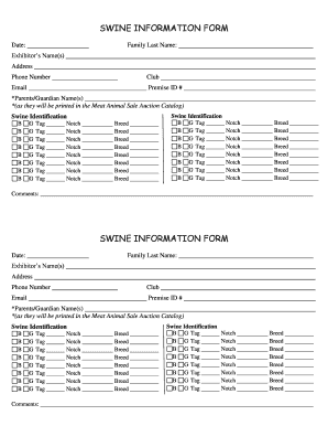 Fillable Online dodge uwex SWINE INFORMATION FORM - Dodge County Fax ...