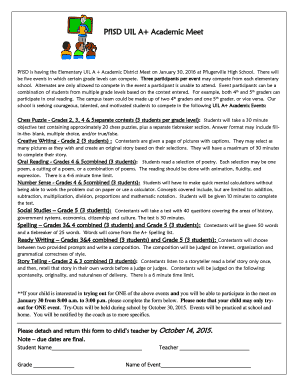Fillable Online PfISD UIL A Academic Meet Fax Email Print - pdfFiller