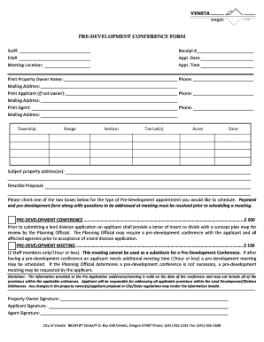 Fillable Online PRE-DEVELOPMENT CONFERENCE FORM Fax Email Print - pdfFiller