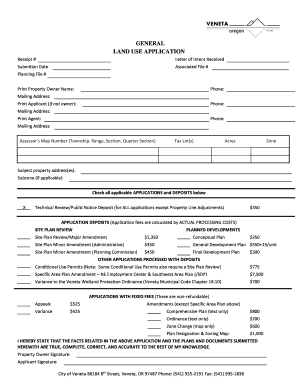 Fillable Online GENERAL LAND USE APPLICATION - Veneta Oregon Fax Email Print - pdfFiller