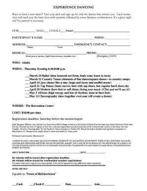Fillable Online EXPERIENCE DANCING Fax Email Print - pdfFiller