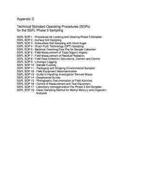 Fillable Online Appendix D Technical Standard Operating Procedures SOPs ...
