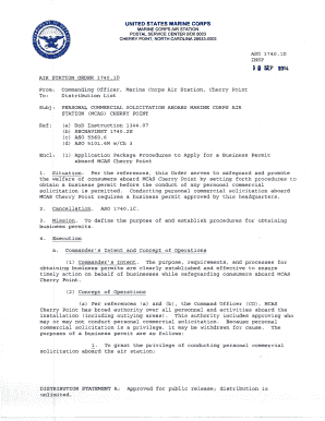 Fillable Online UNITED STATES MARINE CORPS MARINE CORPS AIR STATION ...