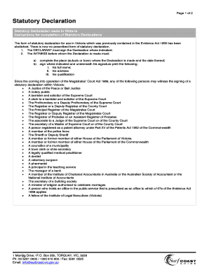 Fillable Online Statutory Declaration made in Victoria Fax Email Print ...