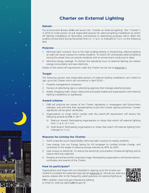 Fillable Online enb gov Charter on External Lighting Charter on ...