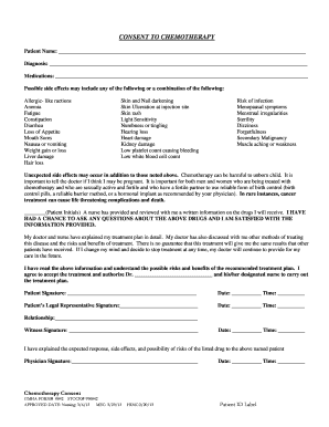 Fillable Online CONSENT TO CHEMOTHERAPY Fax Email Print - pdfFiller