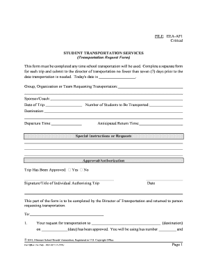 Fillable Online boonville k12 mo STUDENT TRANSPORTATION SERVICES Transportation Request Form ...
