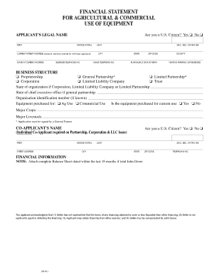 Fillable Online FINANCIAL STATEMENT FOR AGRICULTURAL amp COMMERCIAL Fax ...