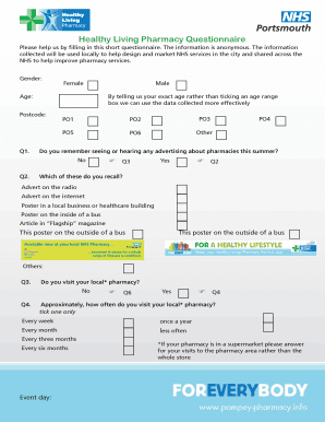 Fillable Online networks nhs Healthy Living Pharmacy Questionnaire ...