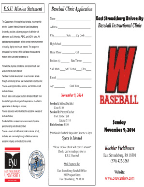 Fillable Online ESU Mission Statement Baseball Clinic Application Fax ...