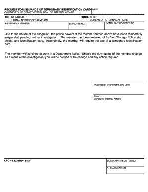 Fillable Online REQUEST FOR ISSUANCE OF TEMPORARY IDENTIFICATION CARD ...