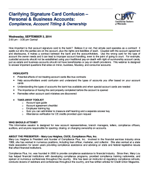 Fillable Online Clarifying Signature Card Confusion Personal Business ...