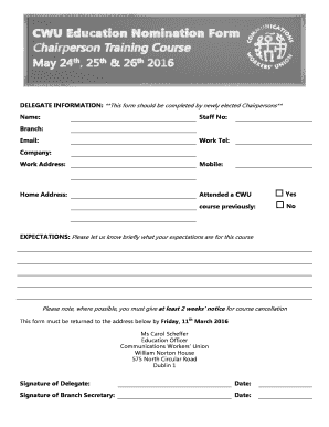 Fillable Online cwu DELEGATE INFORMATION This form should be completed ...
