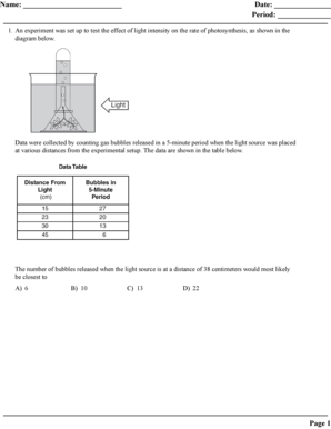 Fillable Online An experiment was set up to test the effect of light ...