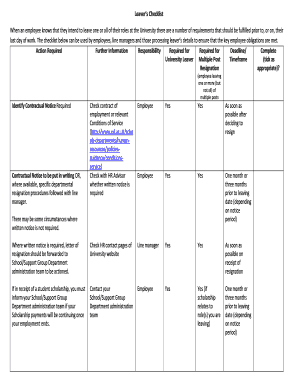 Fillable Online Leavers Checklist Fax Email Print - pdfFiller