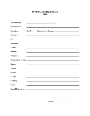 Fillable Online FUNERAL INSTRUCTIONS FOR - bcecbcomb Fax Email Print ...