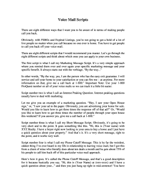 Fillable Online Voice Mail Scripts Fax Email Print - pdfFiller