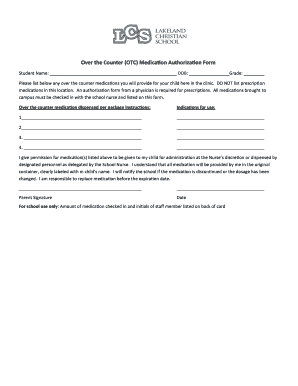 Fillable Online Over the Counter OTC Medication Authorization Form Fax Email Print - pdfFiller