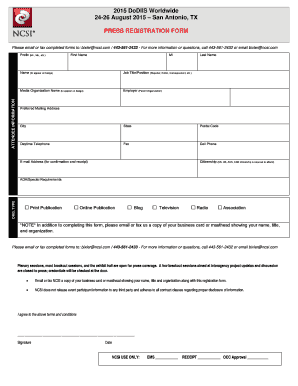 Fillable Online Media Registration Form - DODIIS Worldwide Fax Email ...