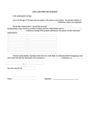Fillable Online DECLARATION OF MAILING - acbanetorg Fax Email Print ...