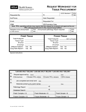 Fillable Online pathology ucla TPCL22007 FORM Fresh Frozen Tissue ...
