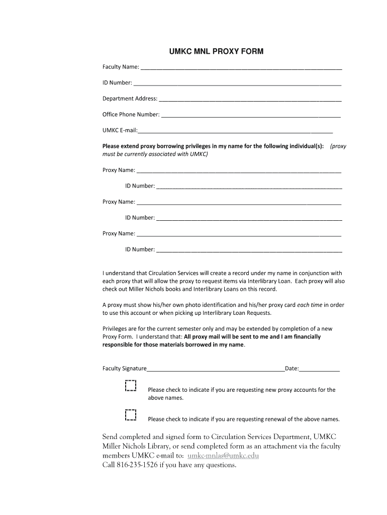 Fillable Online library umkc UMKC MNL PROXY FORM - library umkc Fax Email Print - pdfFiller