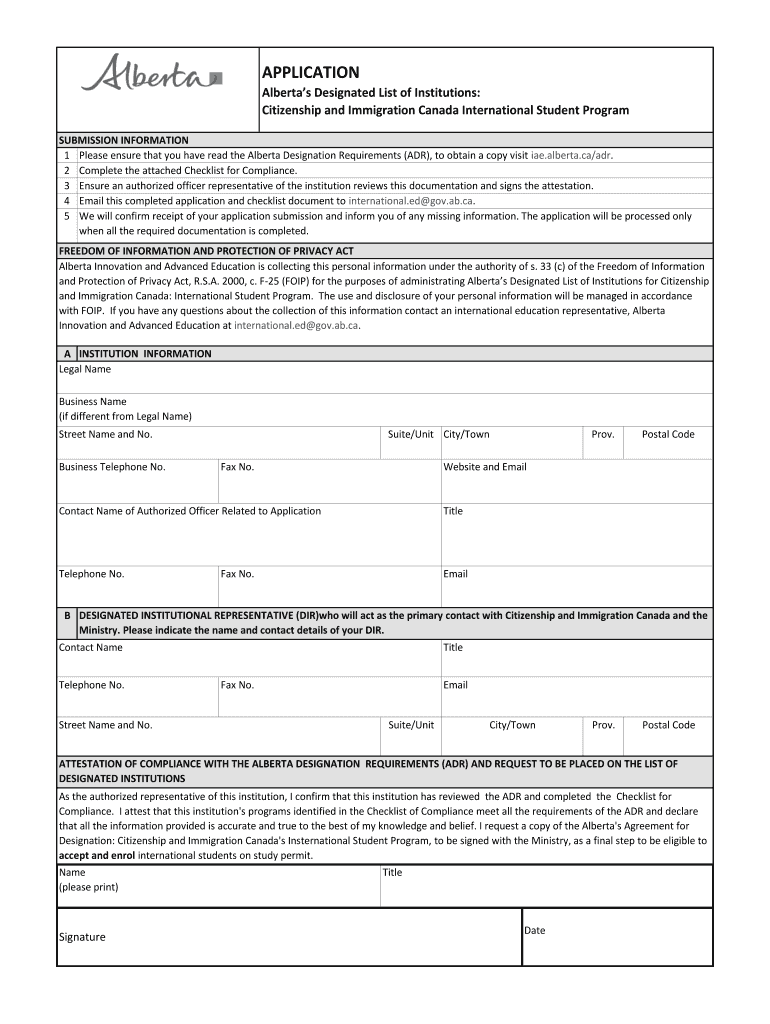 Fillable Online APPLICATION - Alberta Fax Email Print - pdfFiller
