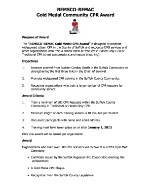 Fillable Online Gold Medal CPR Award Fax Email Print - pdfFiller