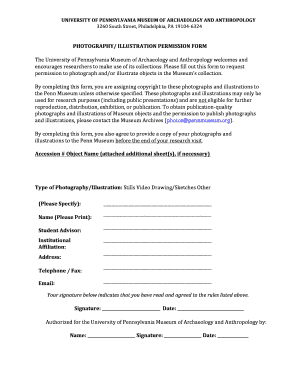 Fillable Online UNIVERSITY OF PENNSYLVANIA MUSEUM OF ARCHAEOLOGY AND ...