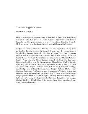 Fillable Online The Manager: a poem Fax Email Print - pdfFiller