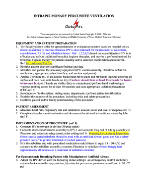 Fillable Online faculty gfcmsu INTRAPULMONARY PERCUSSIVE VENTILATION ...