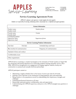 Fillable Online ccps unc Service-Learning Agreement Form - University ...