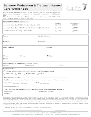 Fillable Online Sensory Modulation Trauma Informed Care Workshops Fax ...