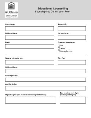 Fillable Online Internship Site Confirmation Form Fax Email Print ...