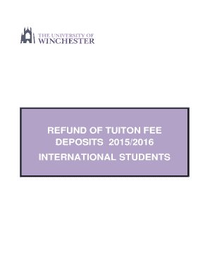 Fillable Online Refund of Tuition Fee Deposits Policy (International ...