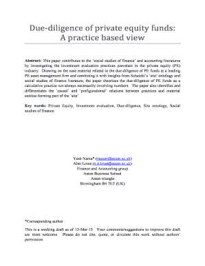 Fillable Online Due-diligence of private equity funds: Fax Email Print ...