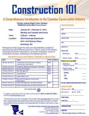 Fillable Online Construction 101 - bsicabccab Fax Email Print - pdfFiller