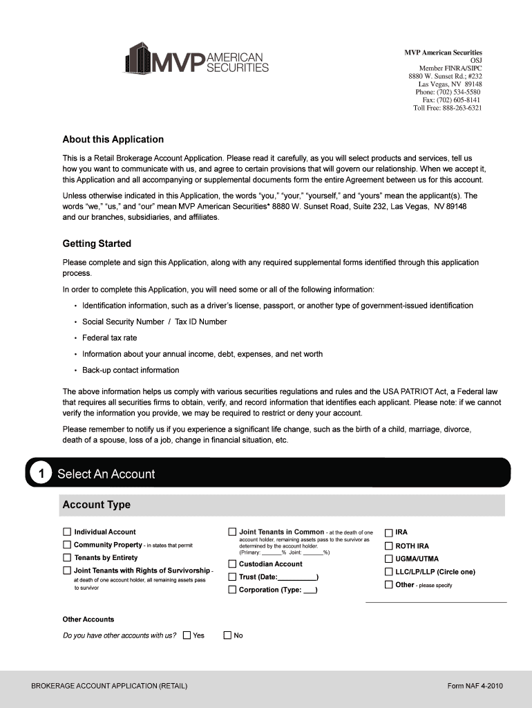 Fillable Online MVP Account Application - MVP American Securities Fax Email Print - pdfFiller