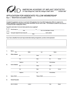Fillable Online APPLICATION FOR ASSOCIATE FELLOW MEMBERSHIP Part 1 Fax ...